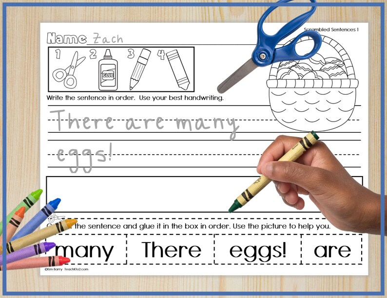 Easter Scrambled Sentences Cut and Paste | Homeschool Writing Fluency ...