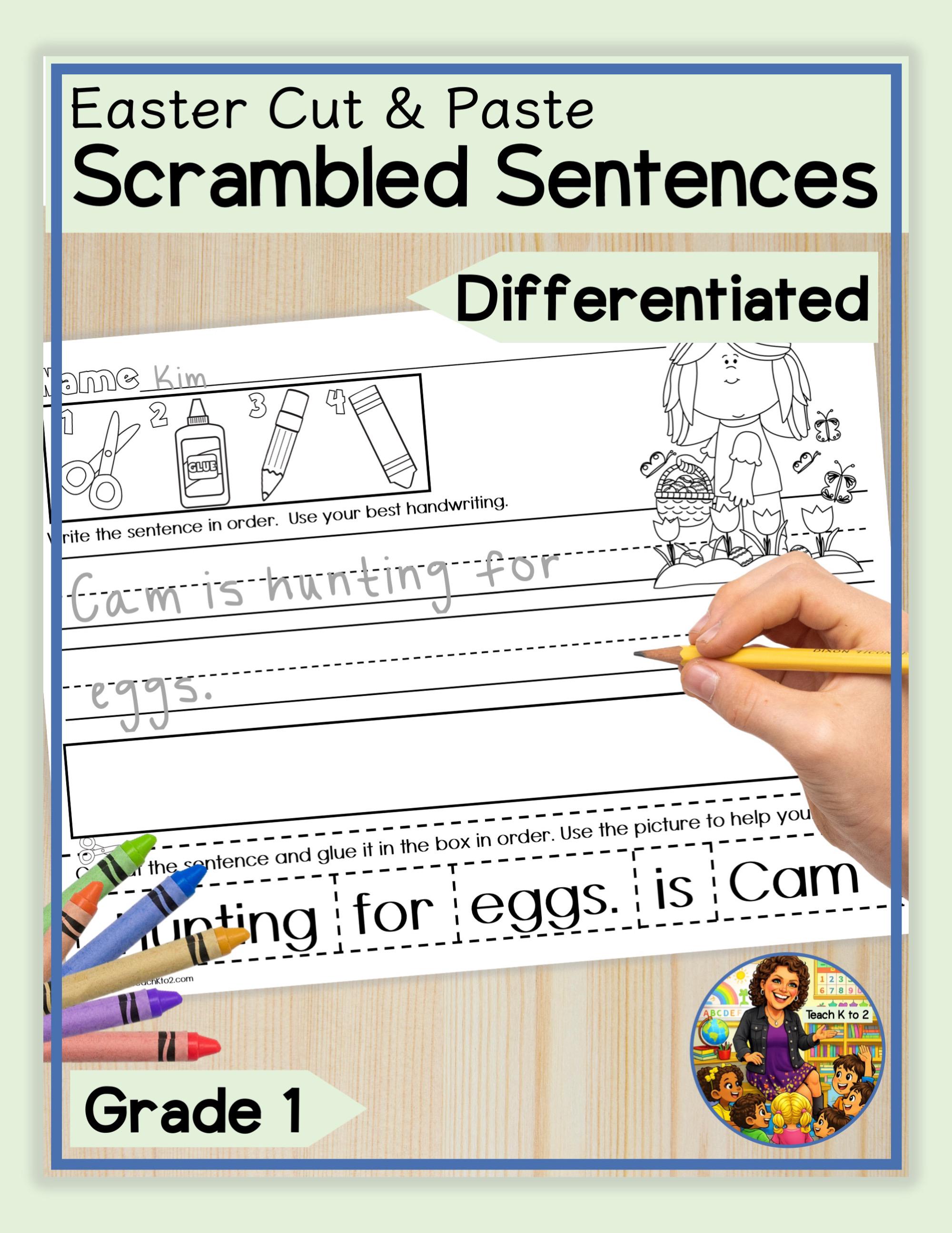 Easter Scrambled Sentences Cut and Paste | Homeschool Writing Fluency ...