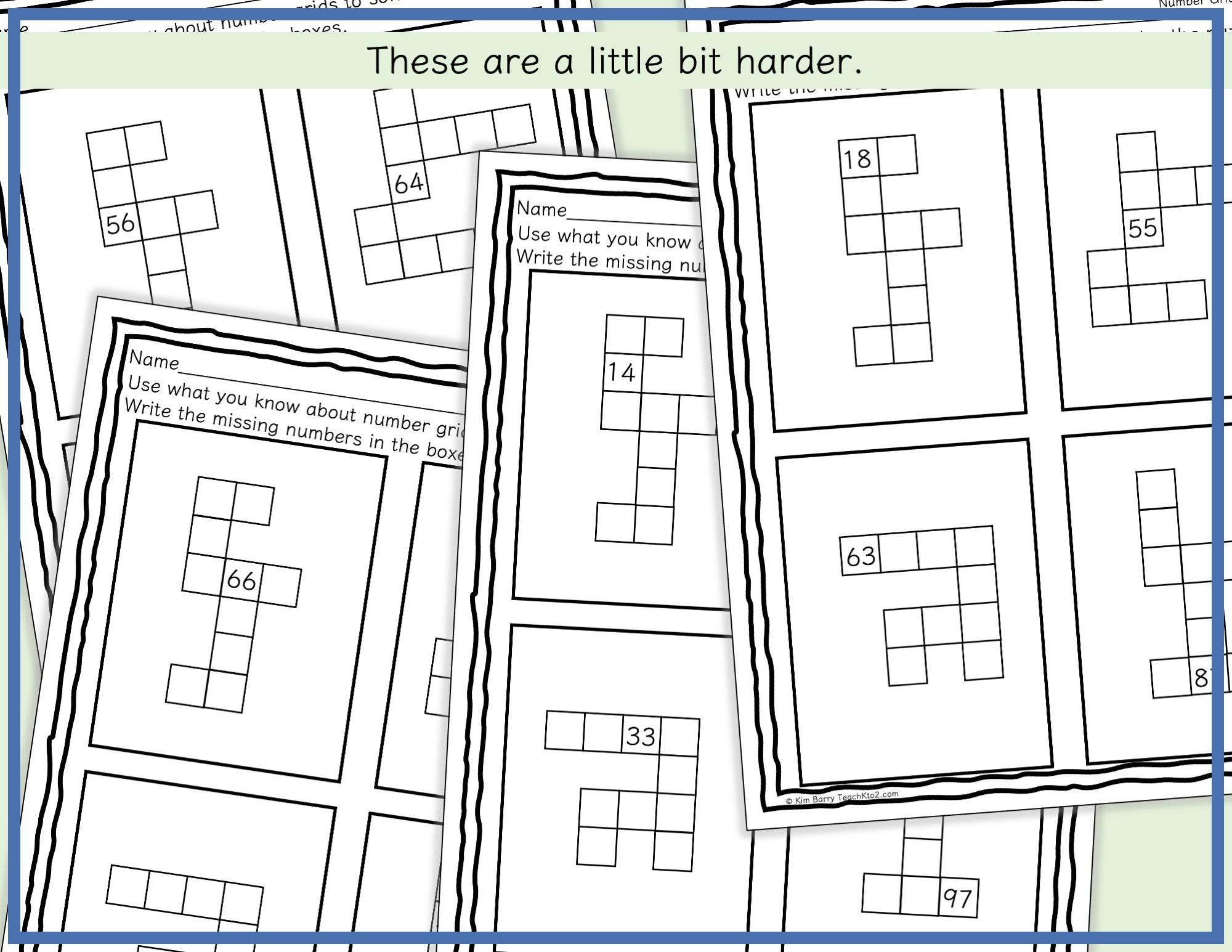 Differentiated Number Grid Puzzles for First or Second Grade/place ...