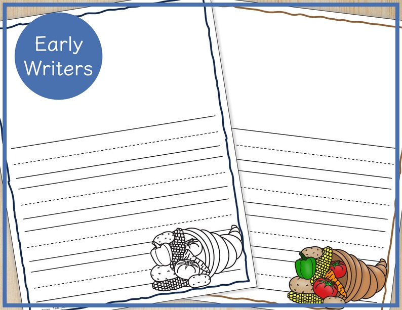 Thanksgiving Themed Primary Lined Writing Paper Differentiated for ...
