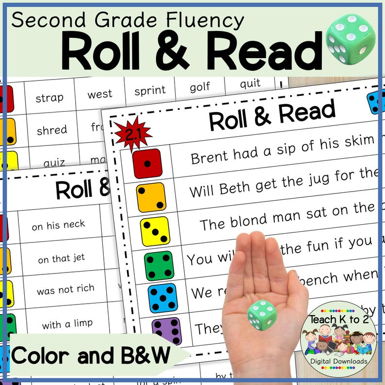 Roll and Read Grade 2 Fluency/words Phrases Sentences Decoding Small ...