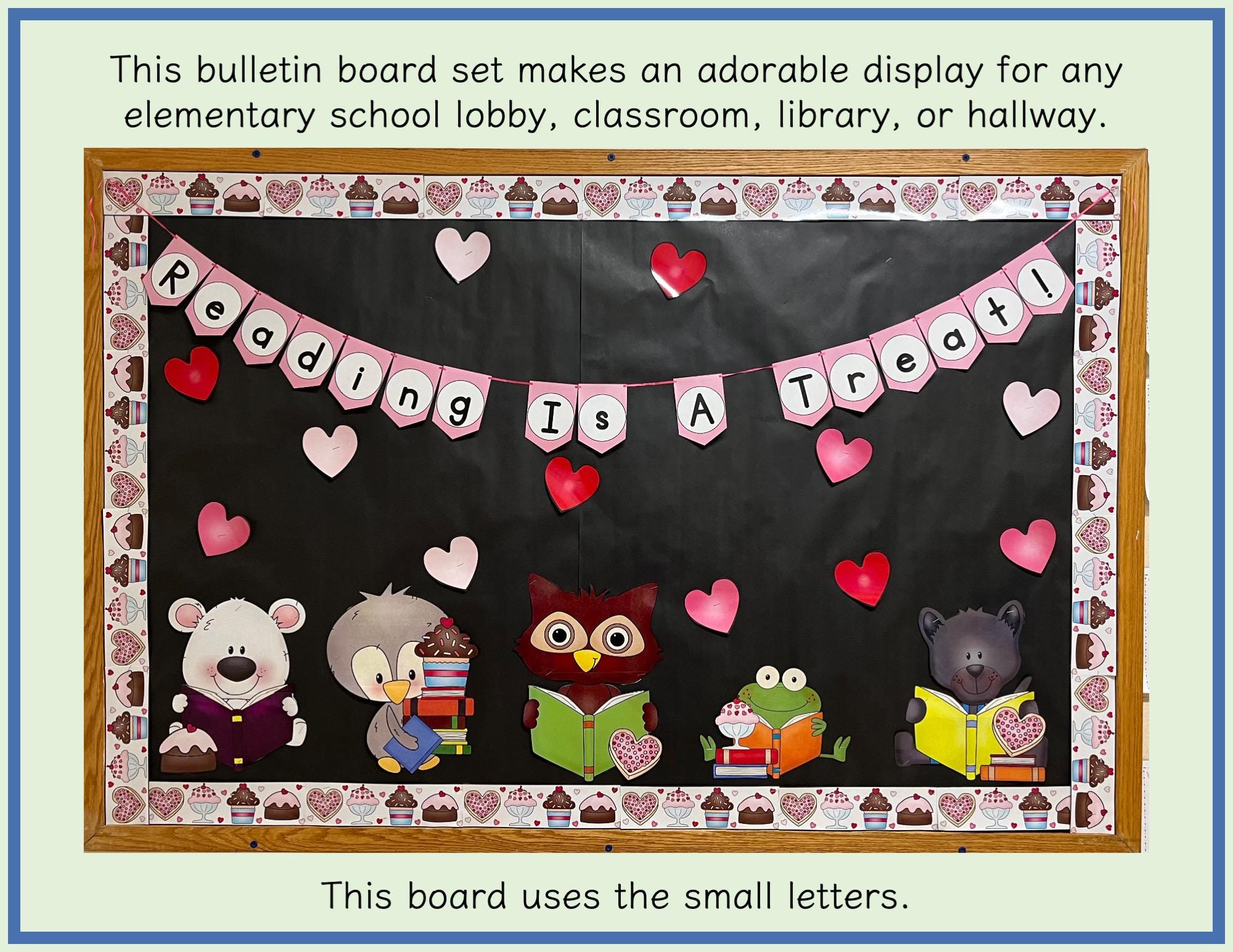 Valentine's Day Bulletin Board Set With Reading Animals/reading is a ...