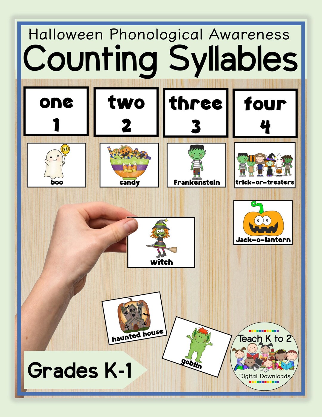 Halloween Counting Syllables Activity for Grades K-1/literacy Center ...