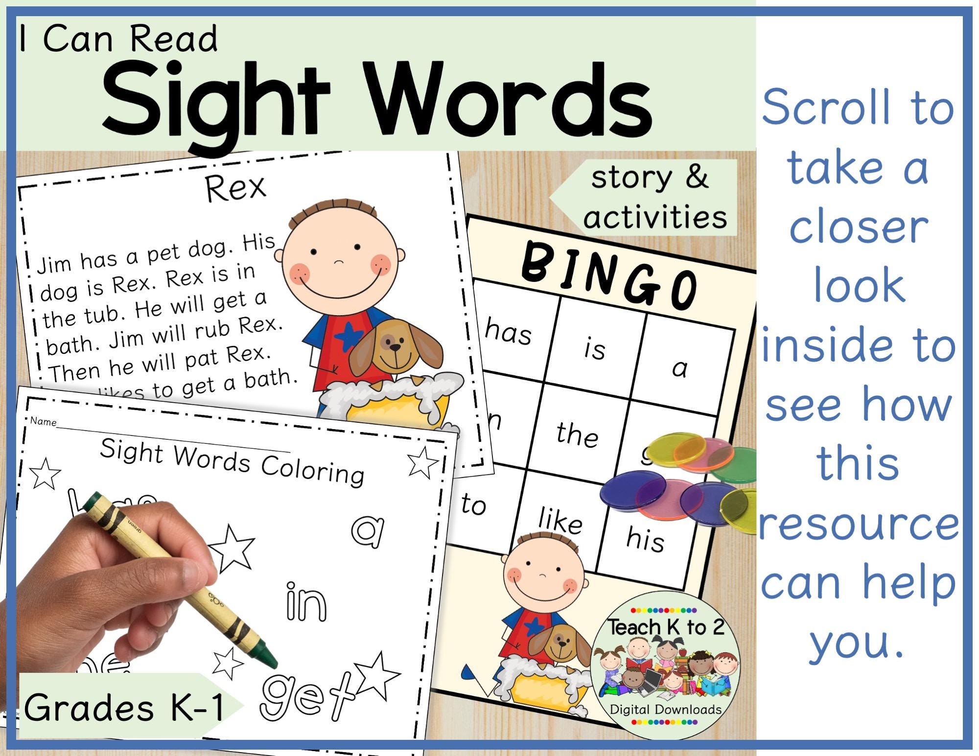 Sight Words Story/decodable Reader/easy Reading for Kindergarten and ...