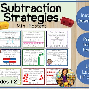Subtraction Strategies Mini-posters for First or Second Grade | Math ...