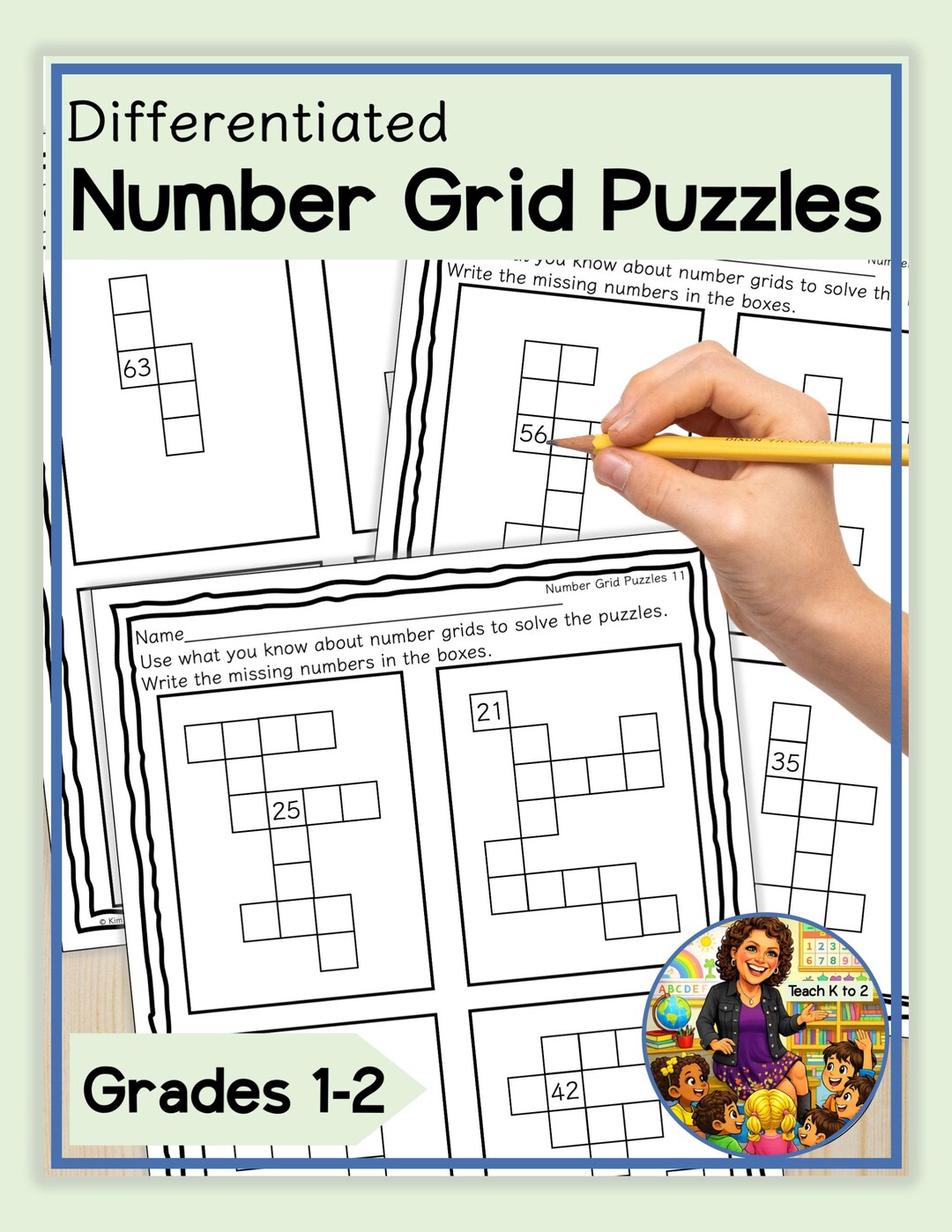Differentiated Number Grid Puzzles | First or Second Grade | Place ...