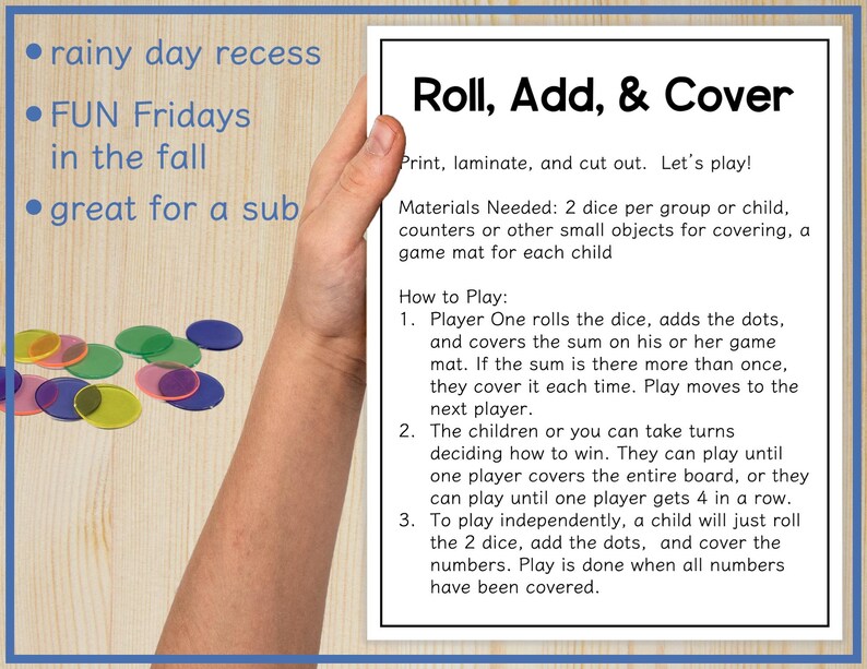 Roll, Add, & Color Printable Math Dice Game for Fall Math Centers or ...
