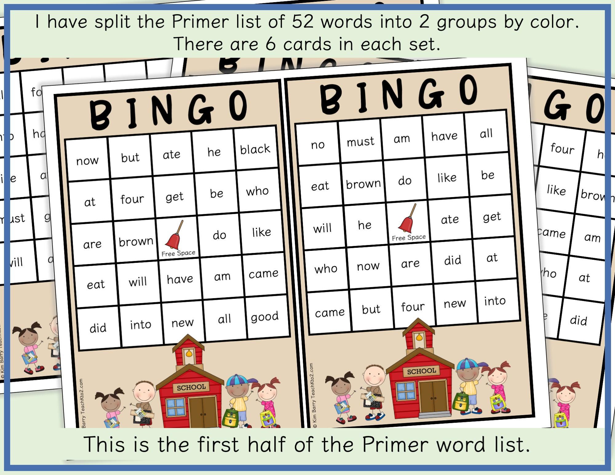 Primer Sight Words BINGO for Kindergarten or First Grade Small Group ...