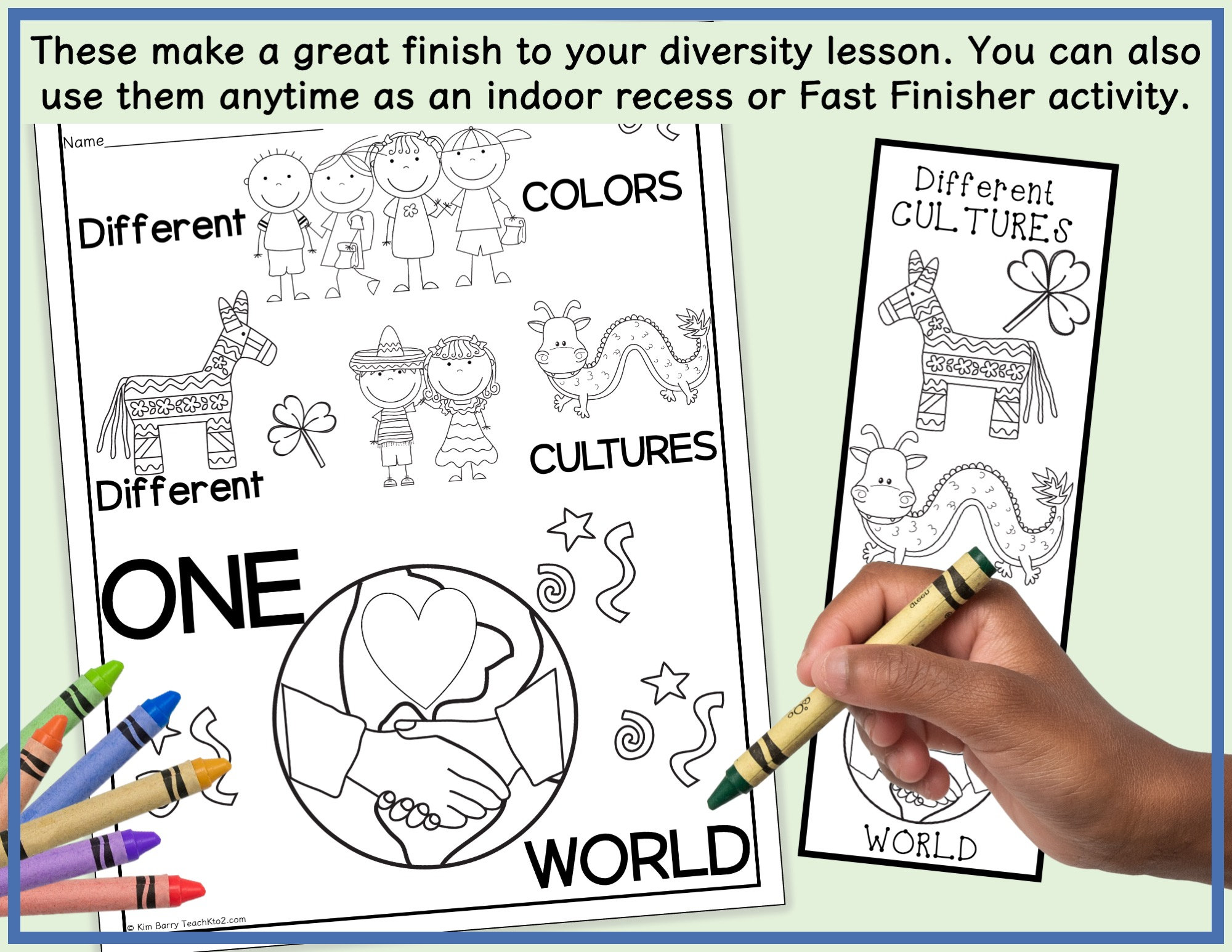 Diversity Bookmarks and Coloring Page for Kindergarten, First, or ...