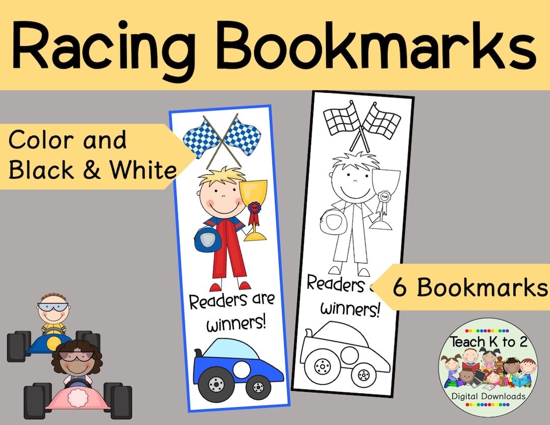 Racing Kids Bookmarks for Grades K-2 Students/bookmarks for - Etsy