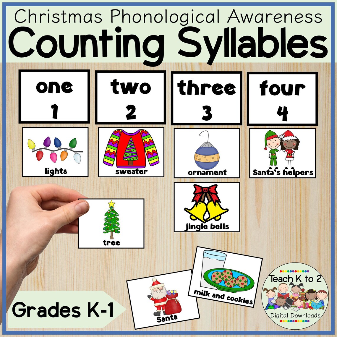 Christmas Counting Syllables Activity for Grades K-1/literacy Center ...