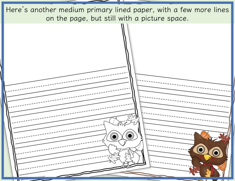 Fall Themed Primary Lined Writing Paper Differentiated for Kindergarten ...