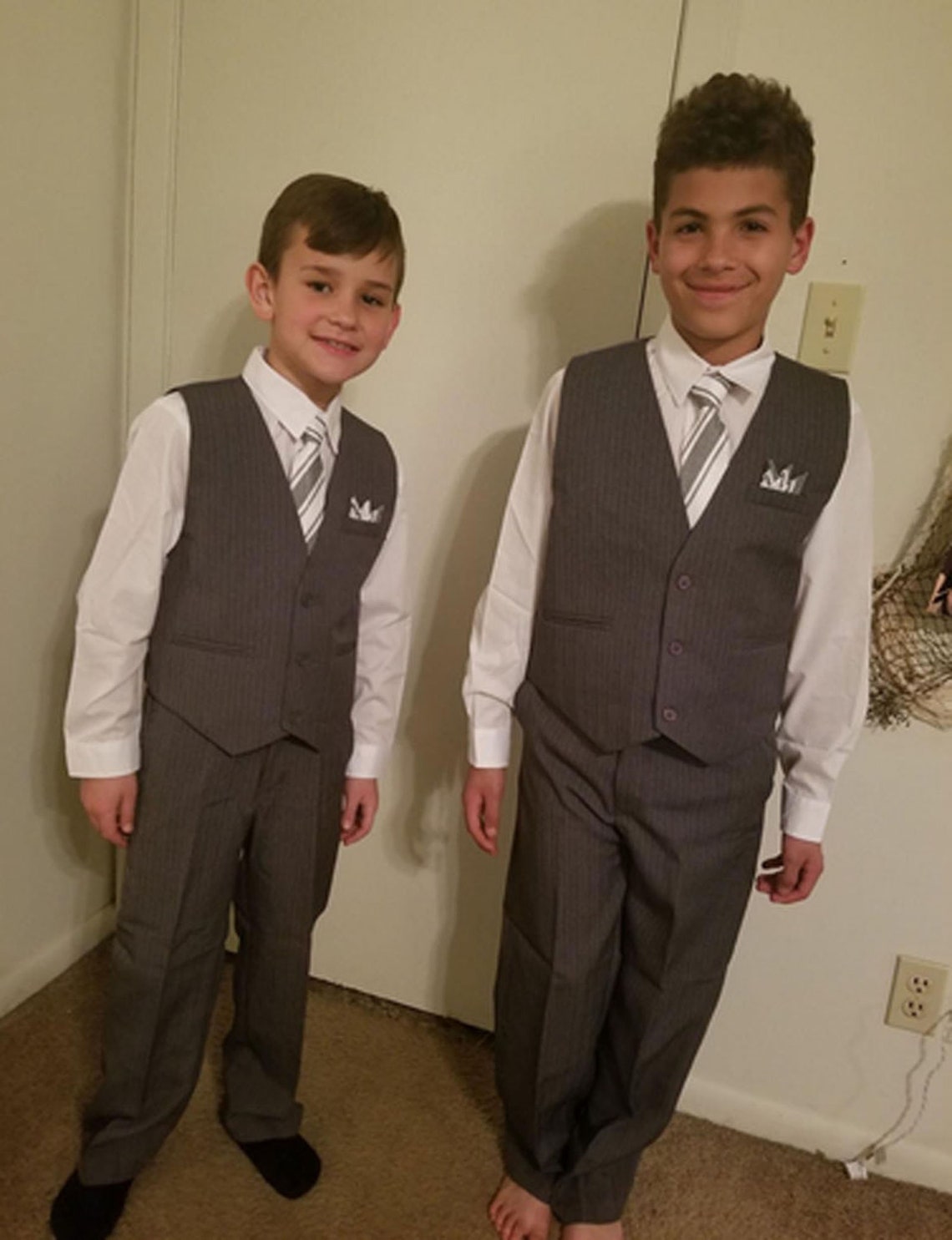 Pinstripe Boys Formal Dresswear Vest Summer Set Gray/White | Etsy