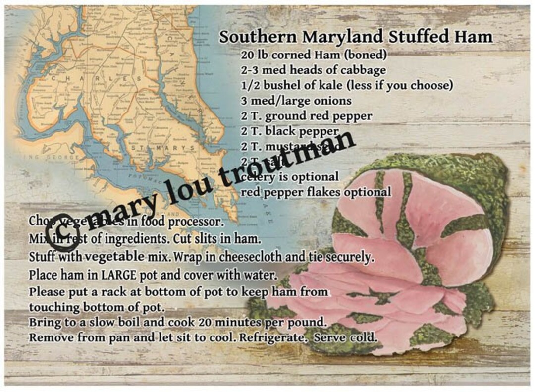 Southern Maryland Stuffed Ham Recipe Cutting Board - Etsy