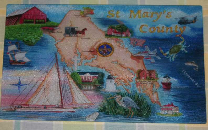 St. Mary's County Map Cutting Board - Etsy