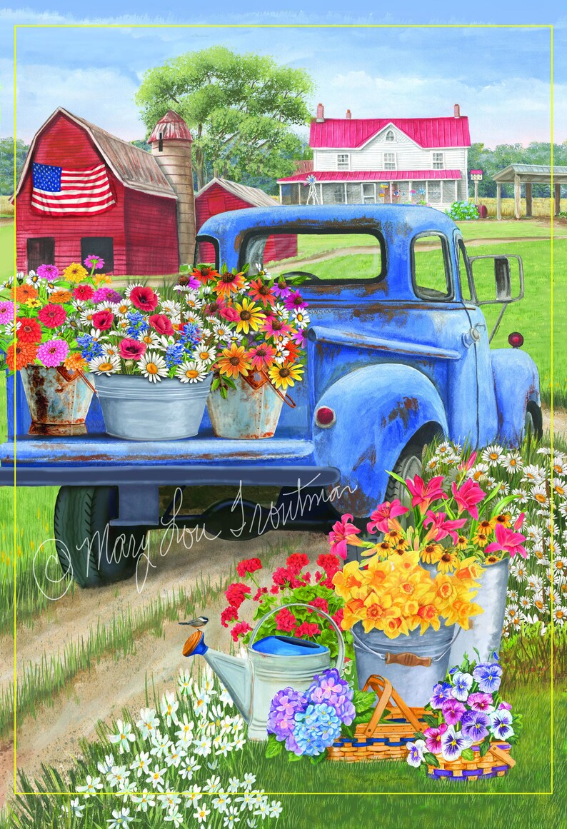 Blue Truck Spring Flowers - Etsy