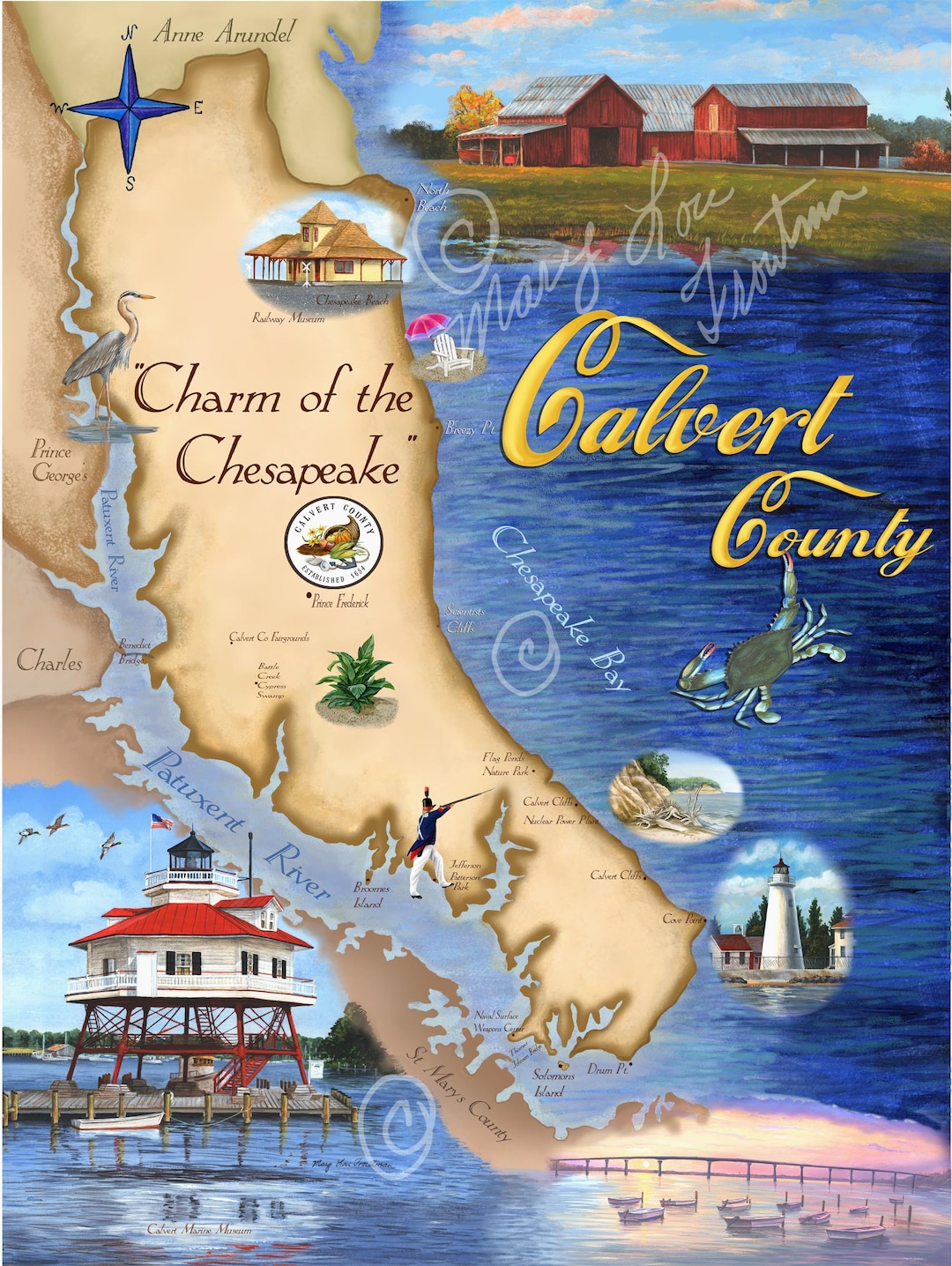 Calvert County Map - Etsy