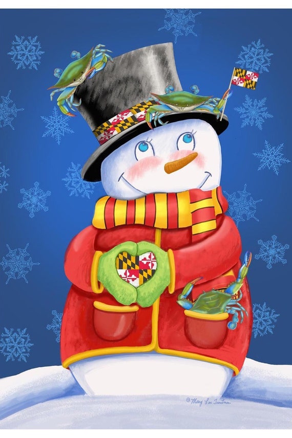 I Heart Maryland Snowmancrabs Maryland Flag - Etsy