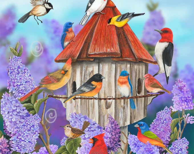 Lilac Bird House Flag - Etsy