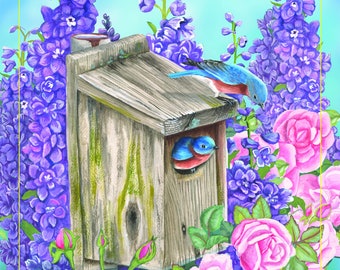 Bluebird Garden Flag - Etsy