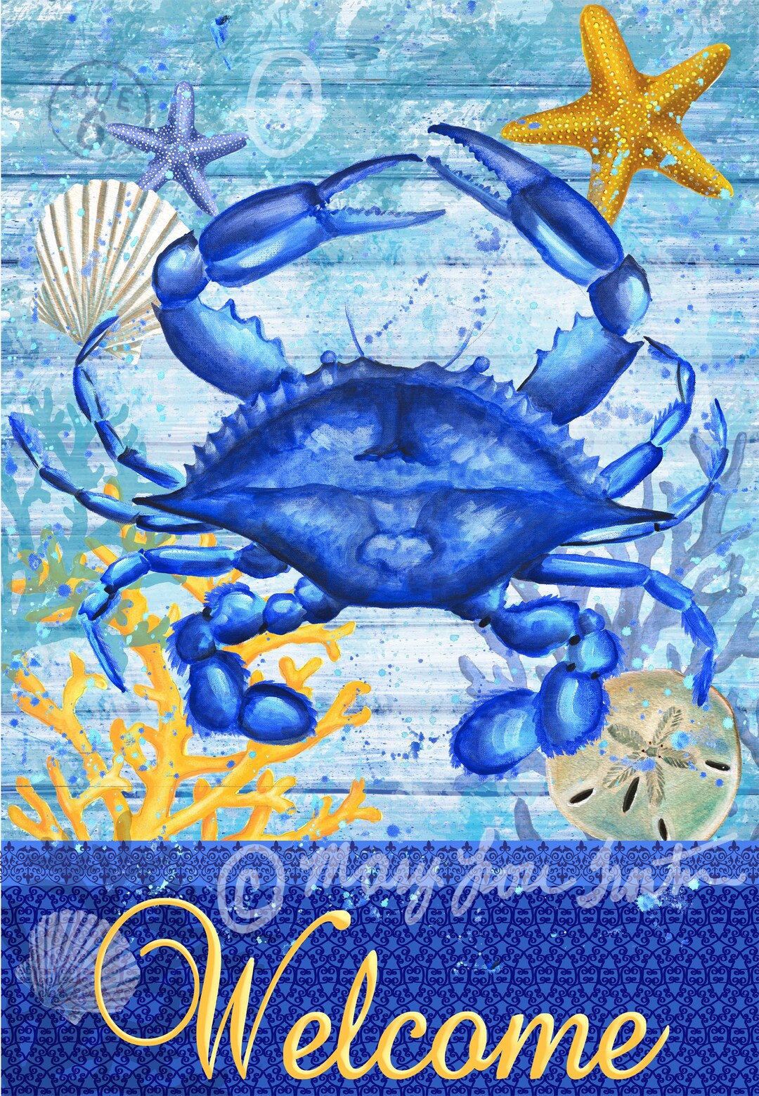 BLUE Blue Crab Garden Flag - Etsy