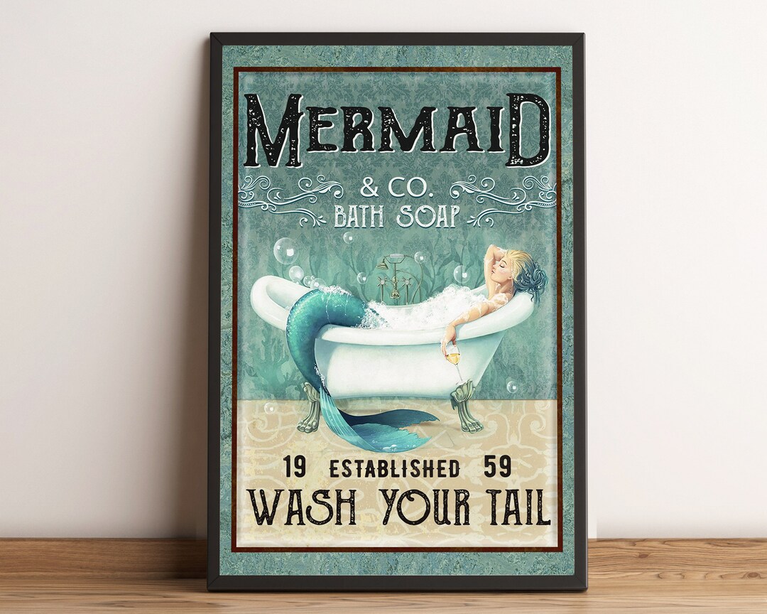 Mermaid & Co. Mermaid Bath Soap Poster Set Mermaid Wall Decor, Mermaid ...