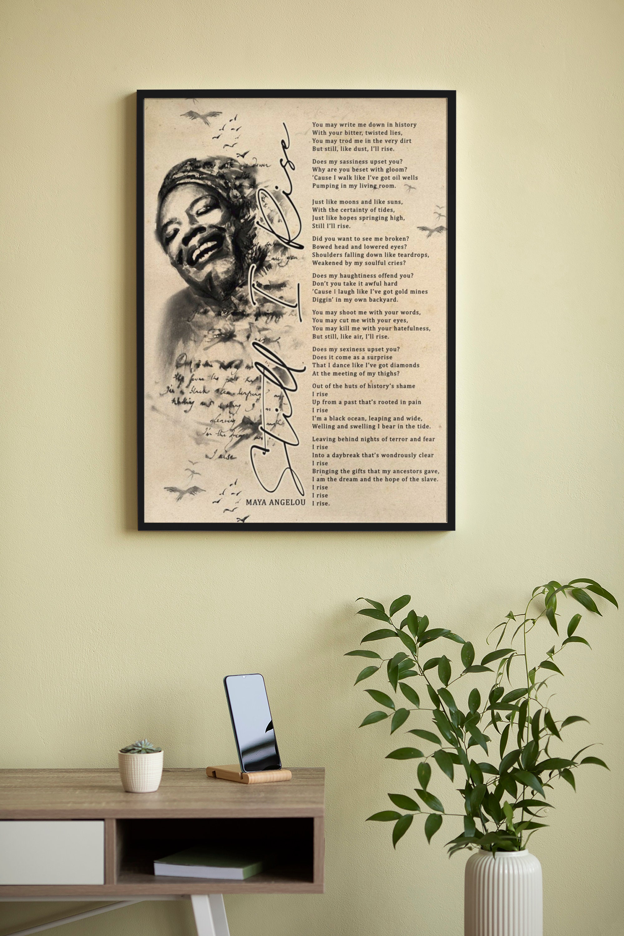 Maya Angelou Still I Rise Poem Poster, Maya Angelou Poem Wall Art ...
