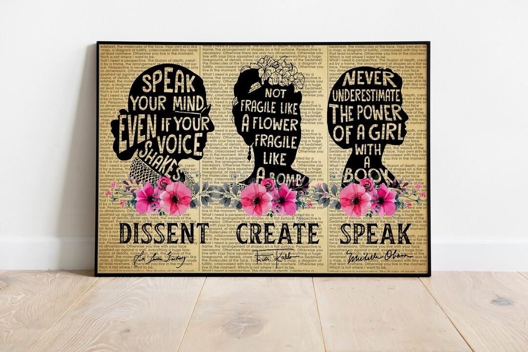 Dissent Create Speak Women Poster, Frida Kahlo, Michelle Obama ...