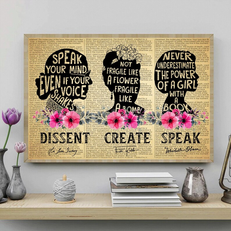 Dissent Create Speak Women Poster, Frida Kahlo, Michelle Obama ...