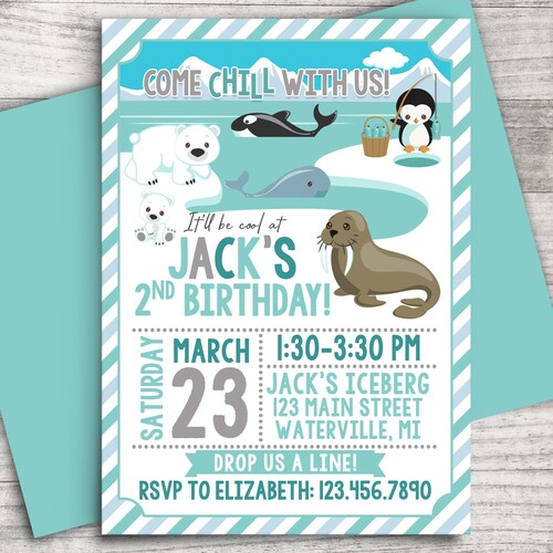 Arctic Animals Birthday Invitation | Etsy