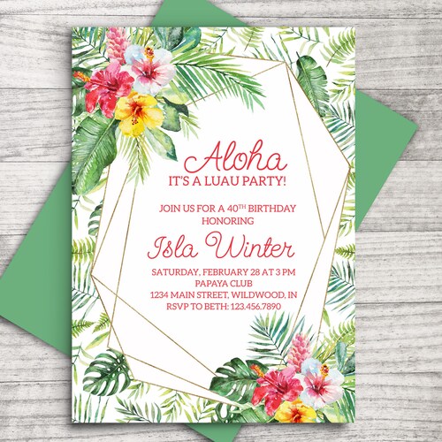 Editable Tropical Graduation Party Invitation Luau Class of | Etsy