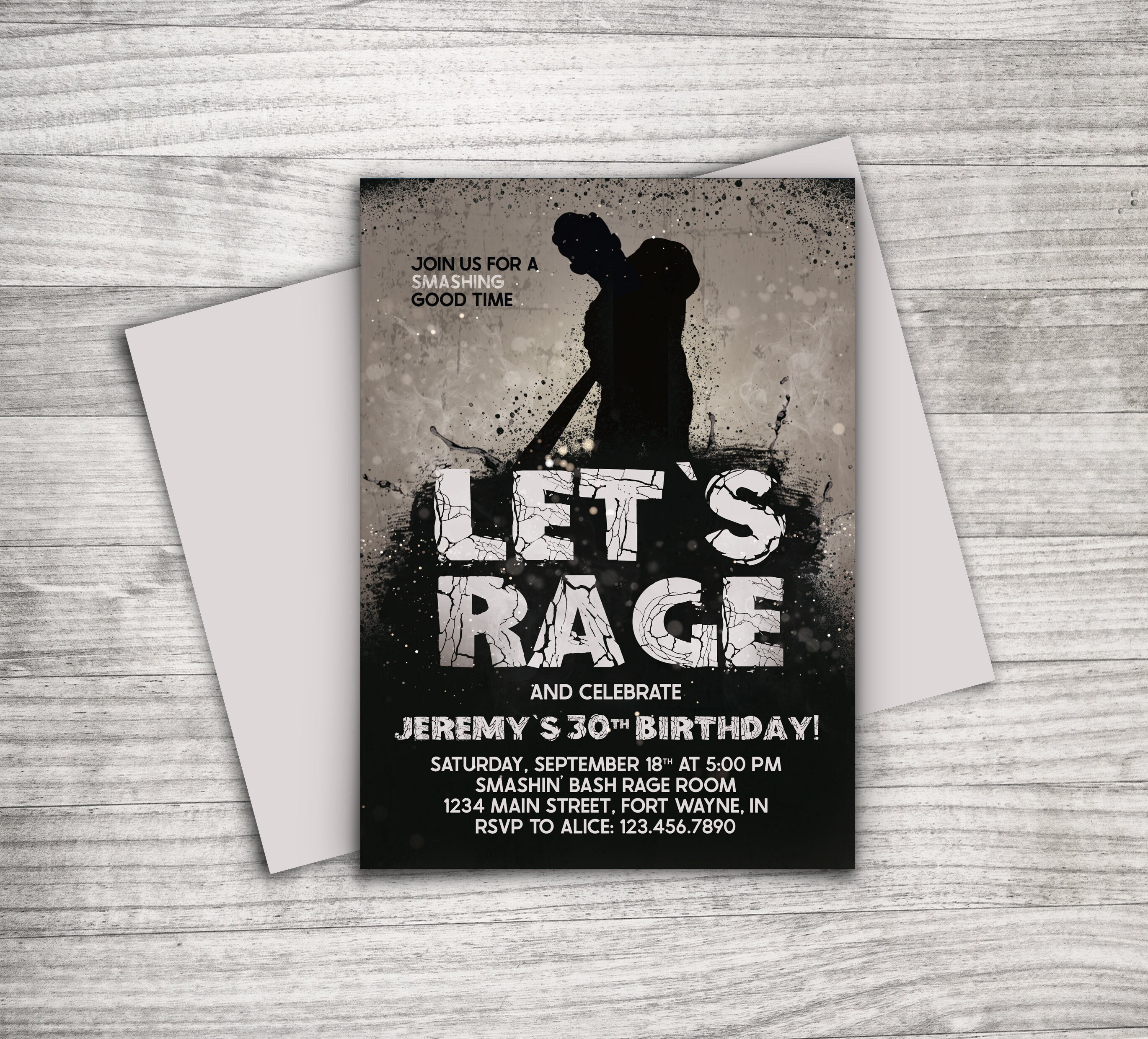 Rage Room Birthday Invitation - Etsy