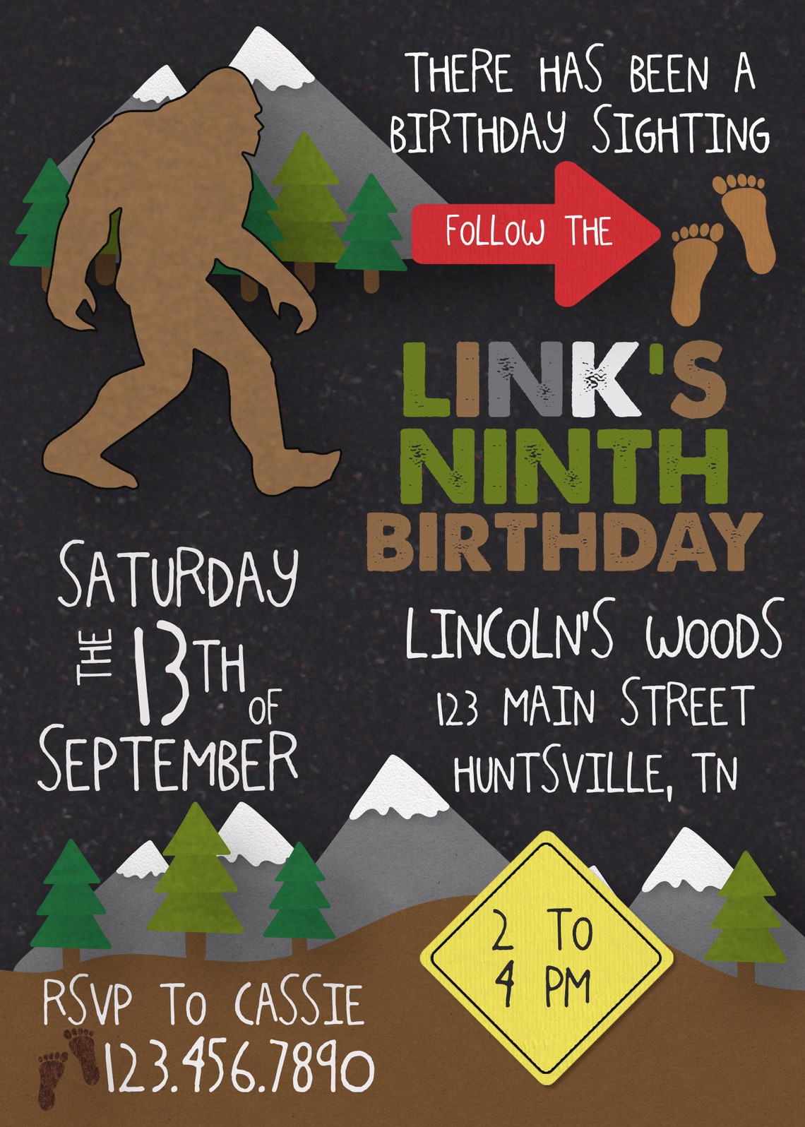 Bigfoot Sasquatch Birthday Invitation | Etsy