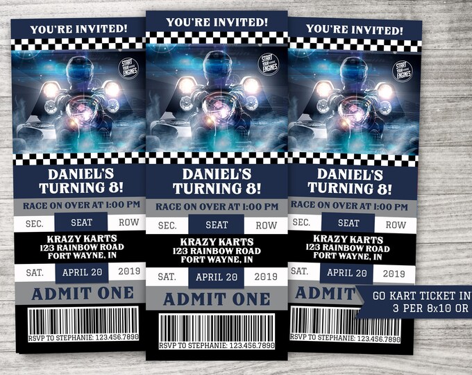 Go Kart Birthday Invitation Ticket - Etsy