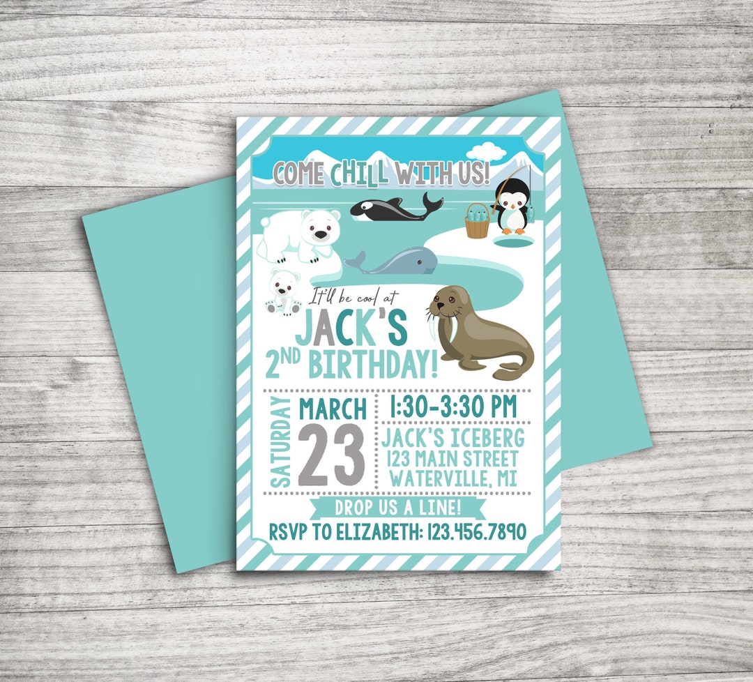 Arctic Animals Birthday Invitation - Etsy