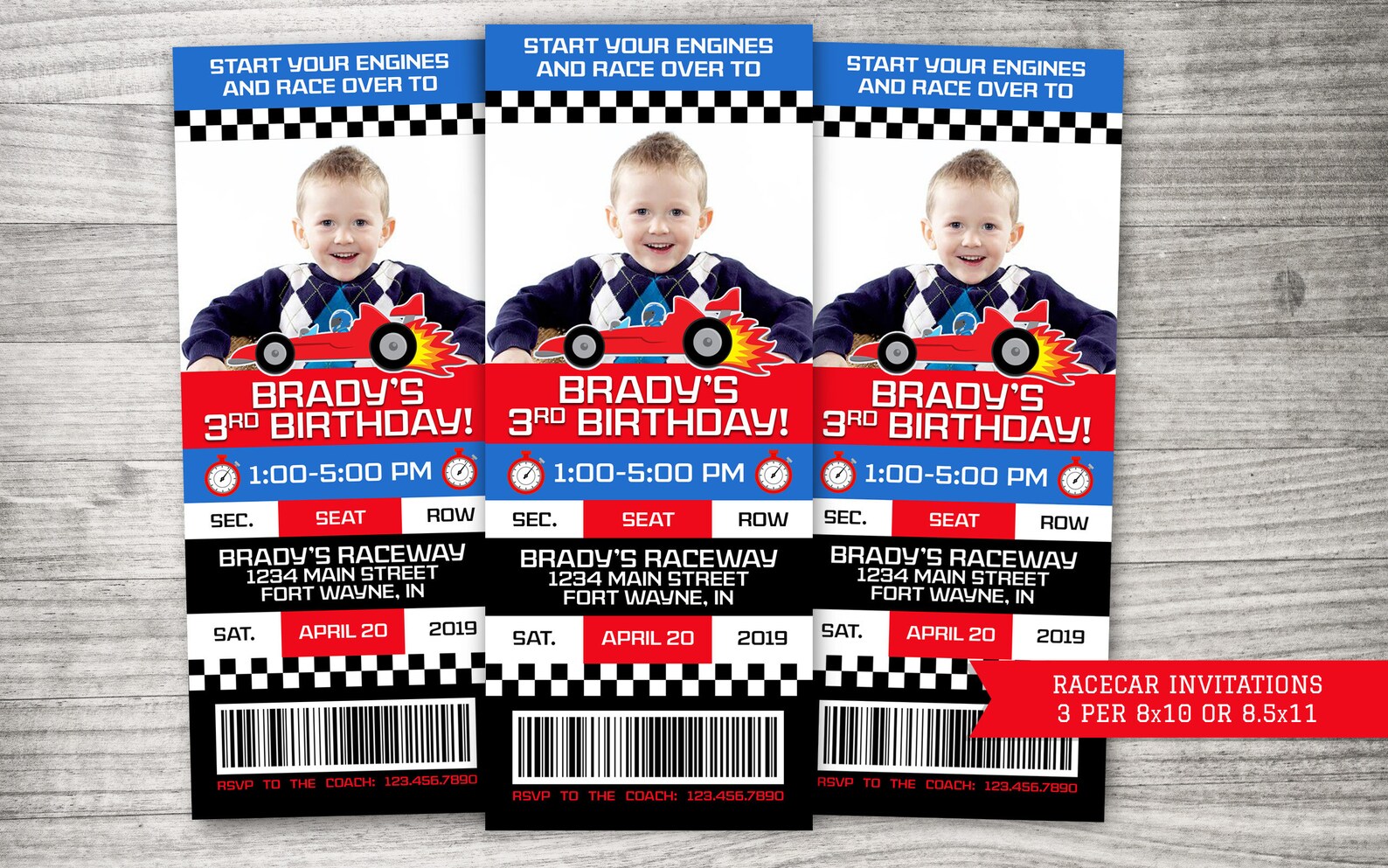 Race Car Birthday Invitation Ticket - Etsy