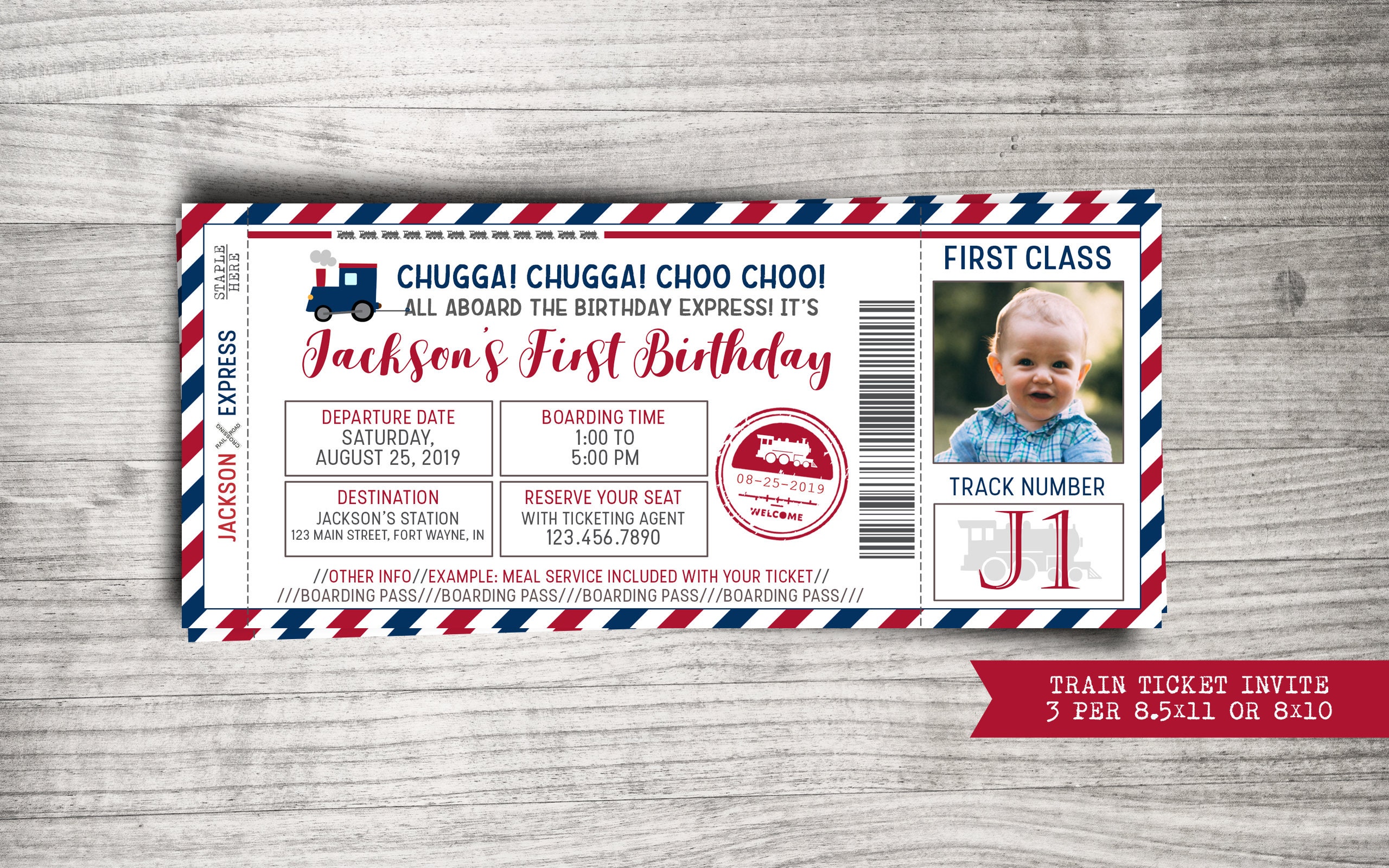 Train Ticket Picture Birthday Invitation - Etsy UK