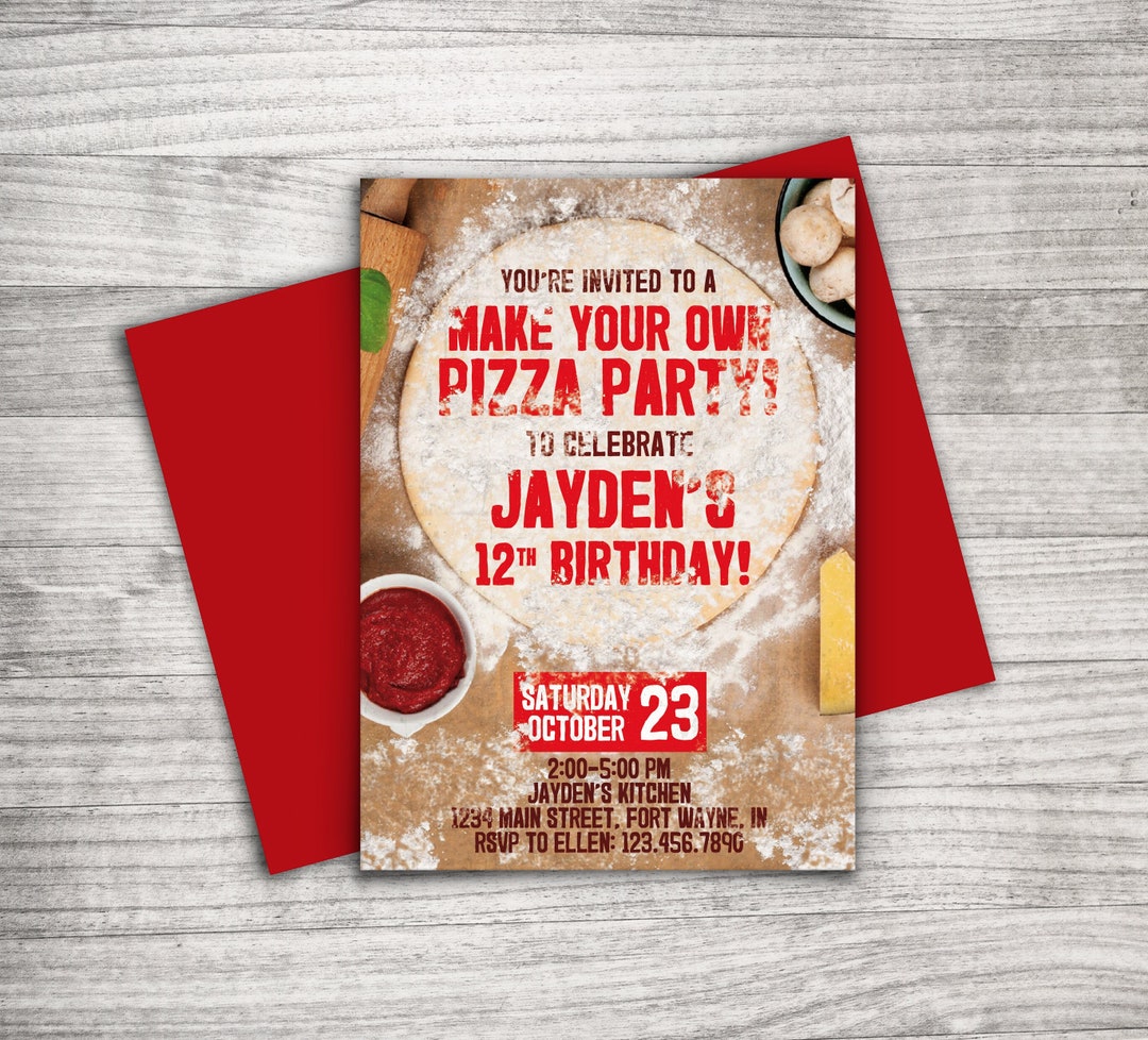 Pizza Making Birthday Invitation - Etsy