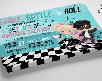 Sock Hop Birthday Invitation | Etsy
