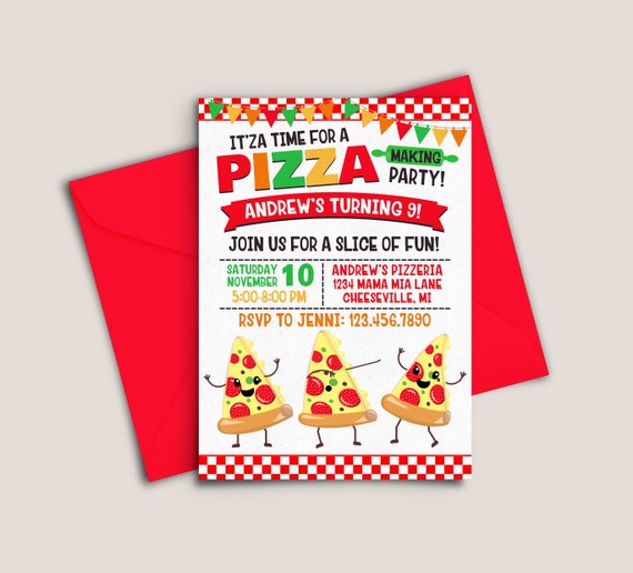 Pizza Making Party Birthday Invitation | Etsy