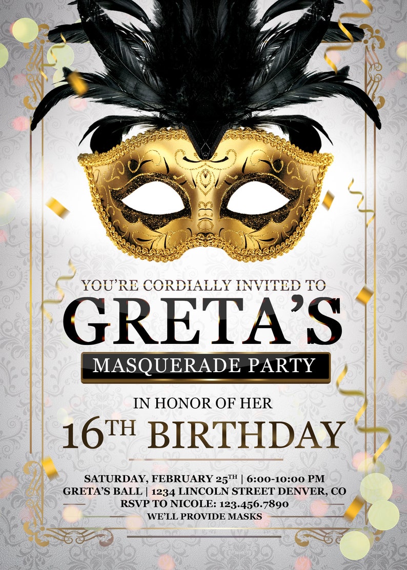 Masquerade Birthday Invitation | Etsy