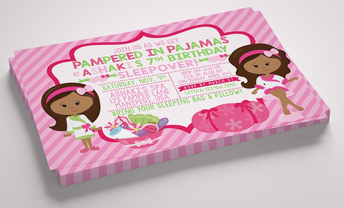 Spa Sleepover Party Birthday Invitation | Etsy
