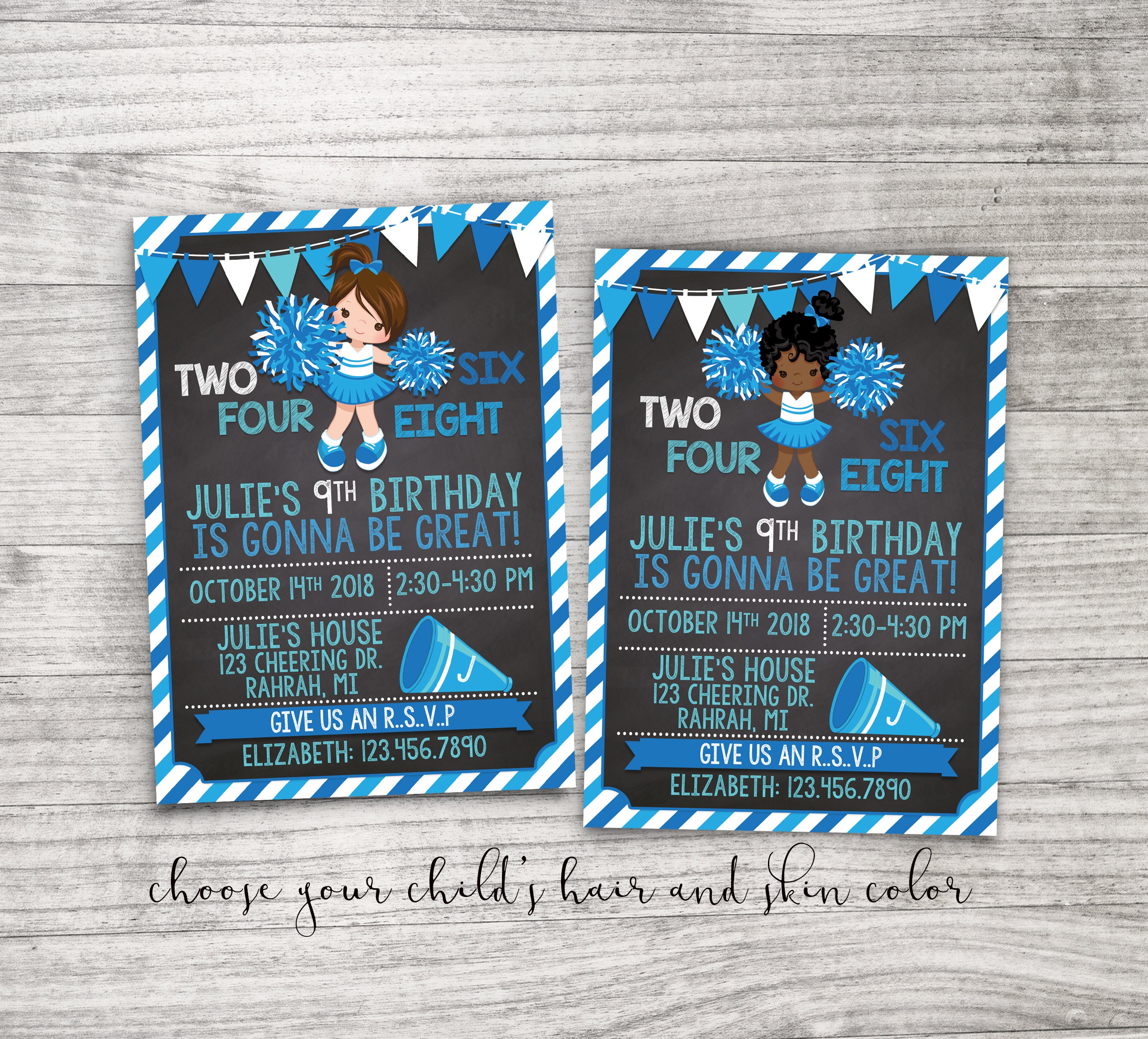 Cheerleading Birthday Invitation - Etsy