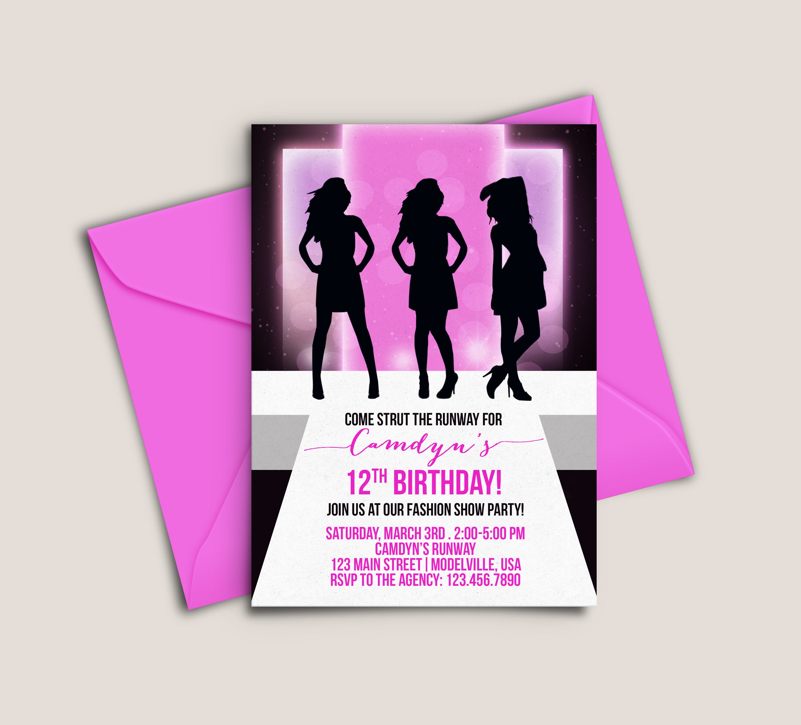 Fashion Show Runway Birthday Invitation - Etsy