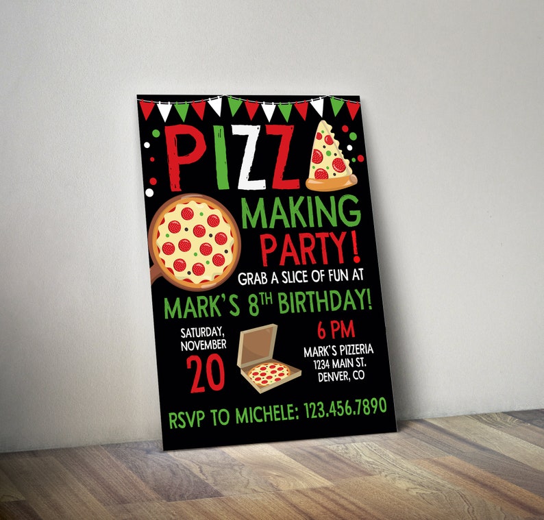 Pizza Making Party Birthday Invitation - Etsy