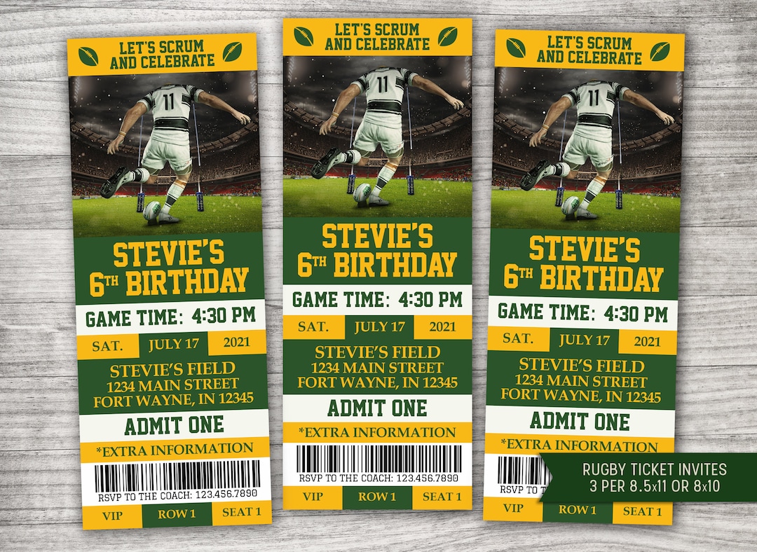Rugby Birthday Invitation Ticket - Etsy