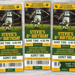 Rugby Birthday Invitation Ticket - Etsy
