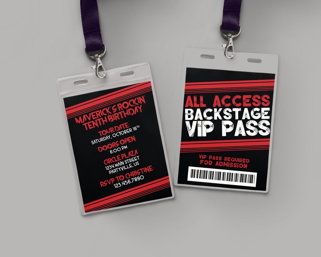 Backstage Pass Lanyard 2 Sides Birthday Invitation - Etsy