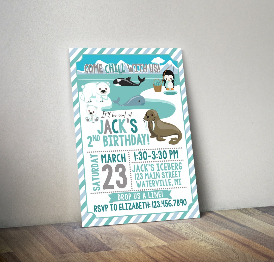 Arctic Animals Birthday Invitation - Etsy