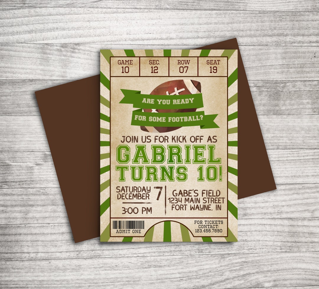 Watercolor Football Birthday Invitation - Etsy